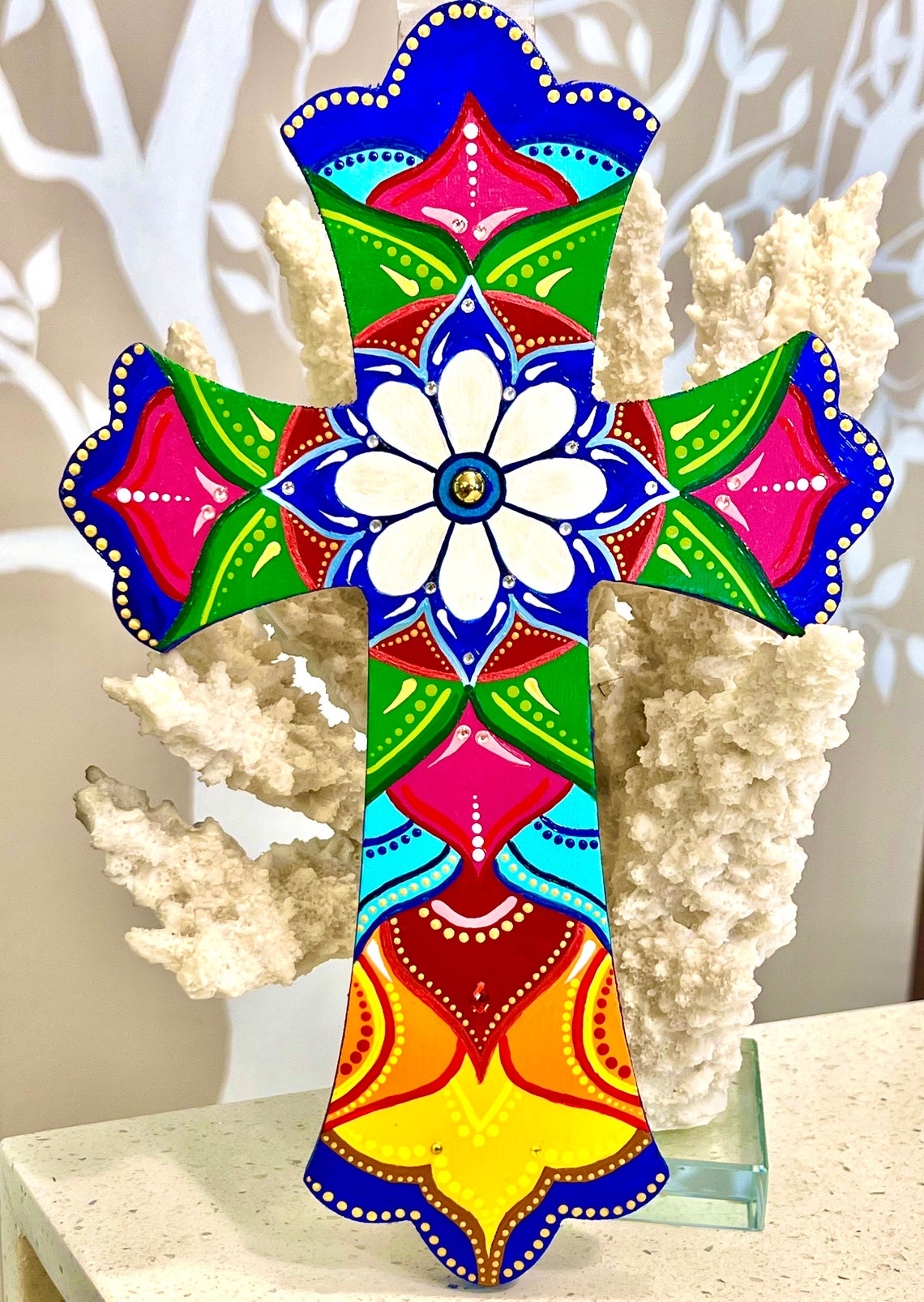 Hand Painted Wooden Crosses Set - Etsy