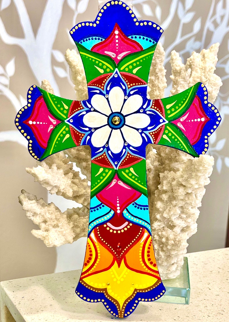 Hand Painted Wooden Crosses Set - Etsy