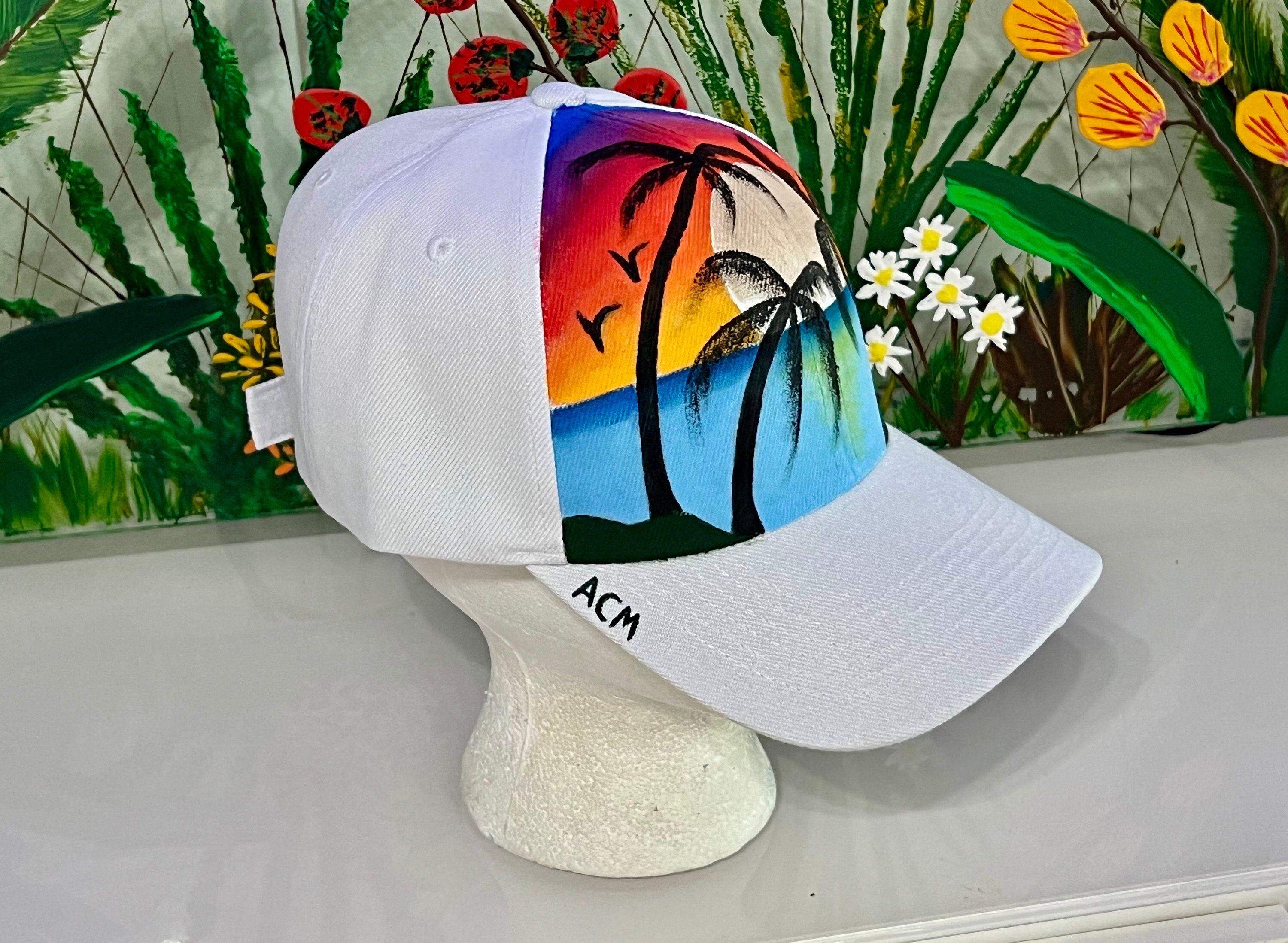 Gorras Artes Cammy Montes, De Color Blanco, Pintadas a Mano En Acrílico ...