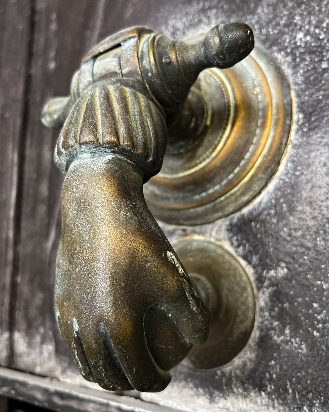 French Hand Knocker Antique Brass Architectural Door Detail Uzès France ...