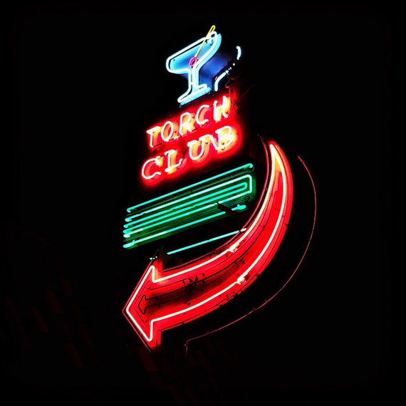 Torch Club Sacramento Dive Bar Vintage Neon Art Deco | Etsy