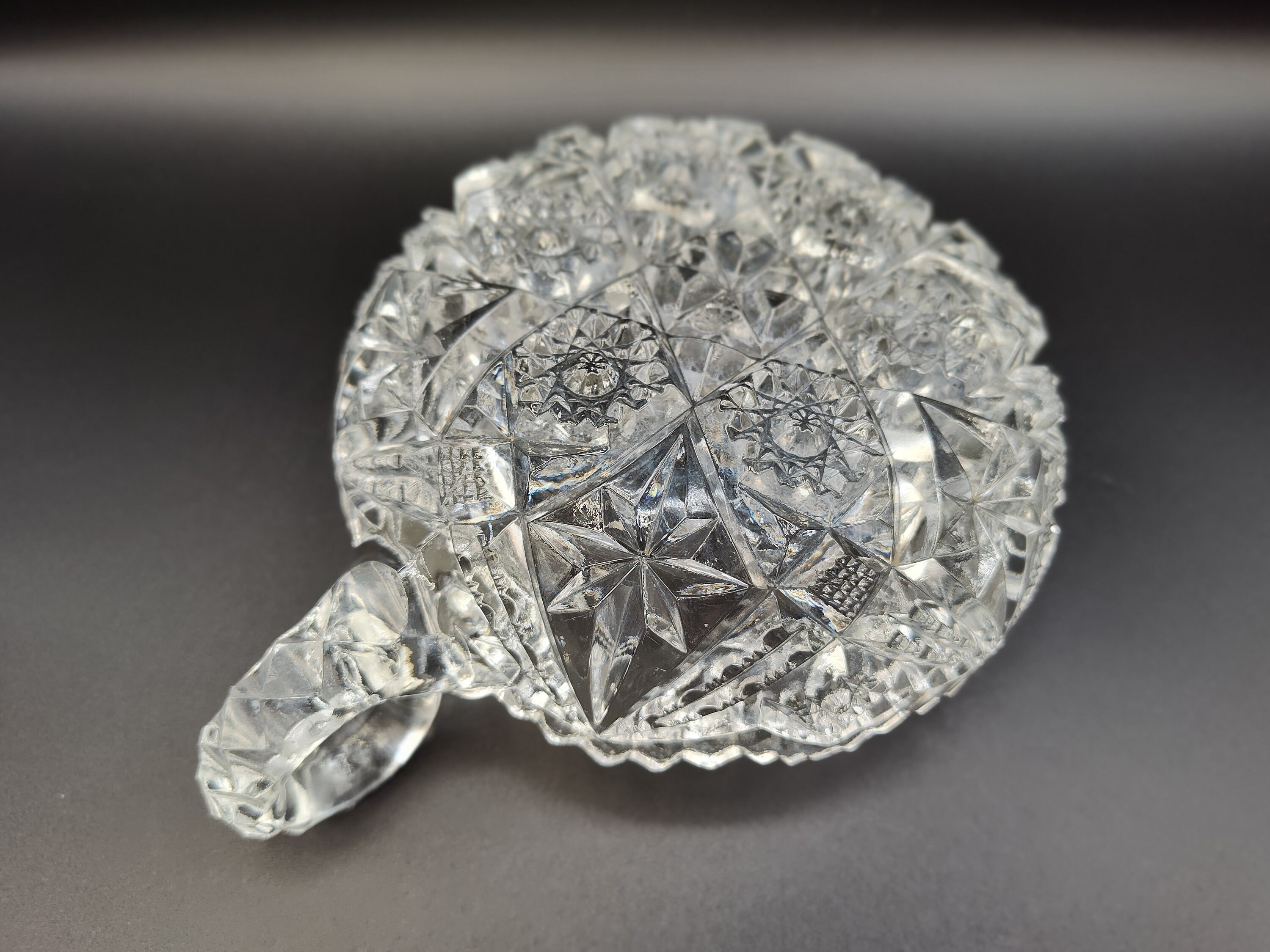 Imperial Glass Rescue Me Vintage SE Nucut Handled Nappy 1911 1937 Heavy ...