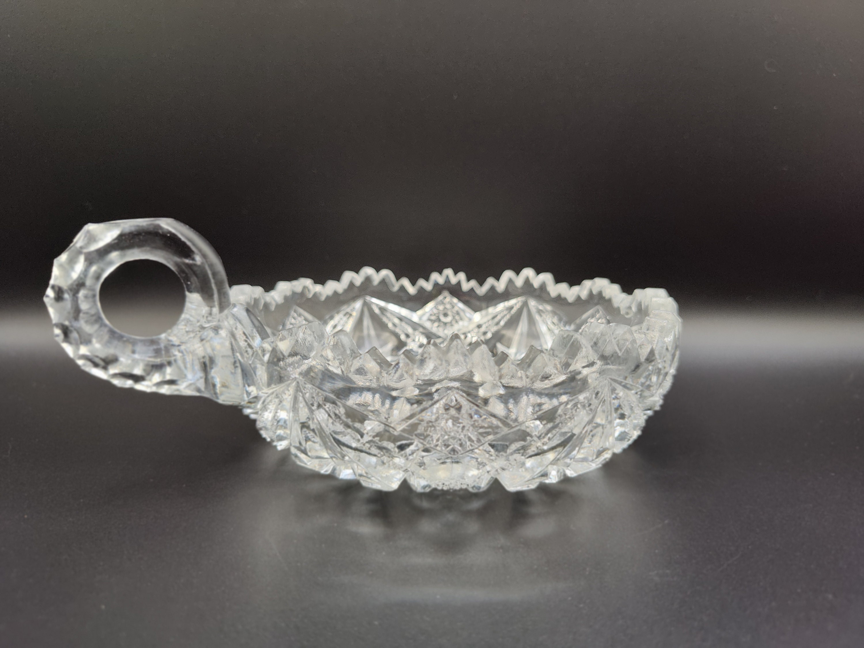 Imperial Glass Rescue Me Vintage SE Nucut Handled Nappy 1911 1937 Heavy ...