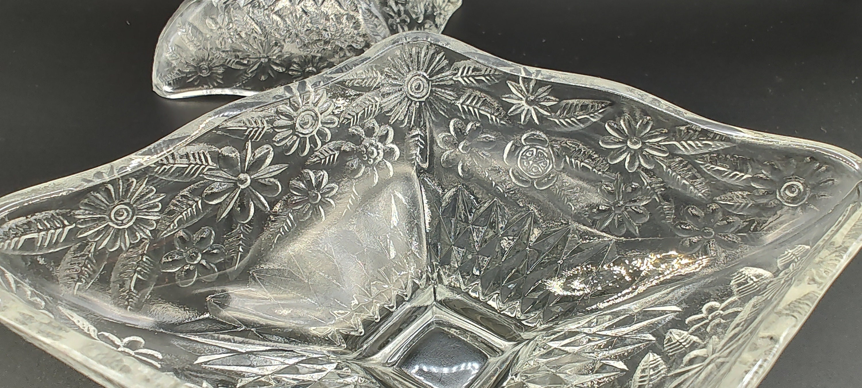 Rare Pair Indiana Glass Diamond Shape Compote Footed Sherbet - Rescue ...