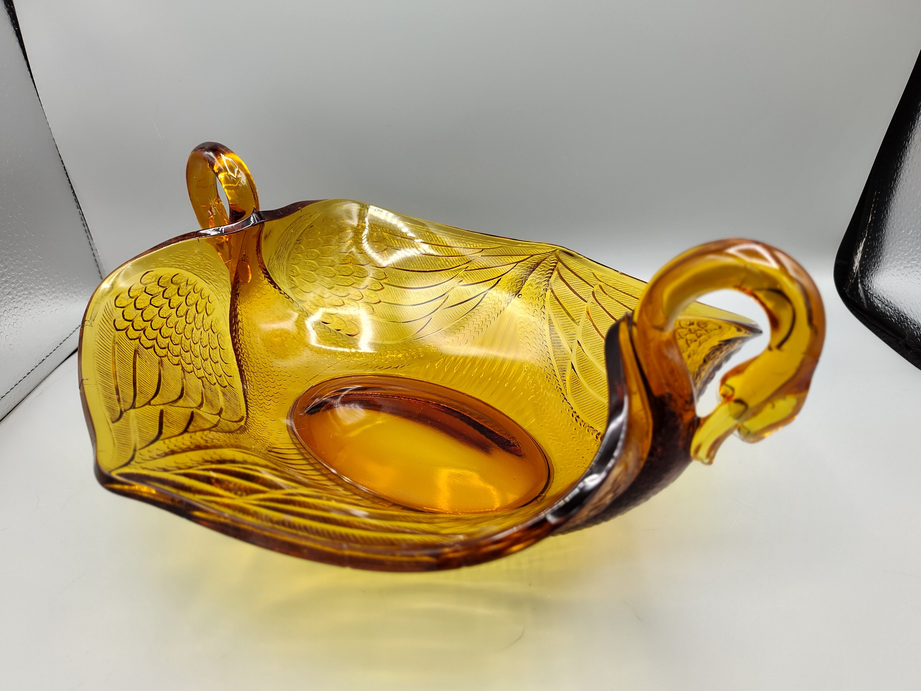 Vintage Amber Swan Centerpiece Rescue Me Vintage SE Two - Etsy