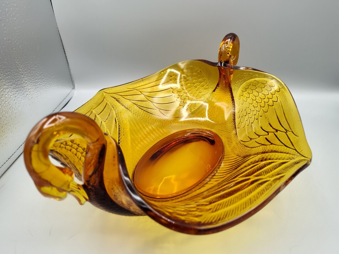 Vintage Amber Swan Centerpiece Rescue Me Vintage SE Two - Etsy