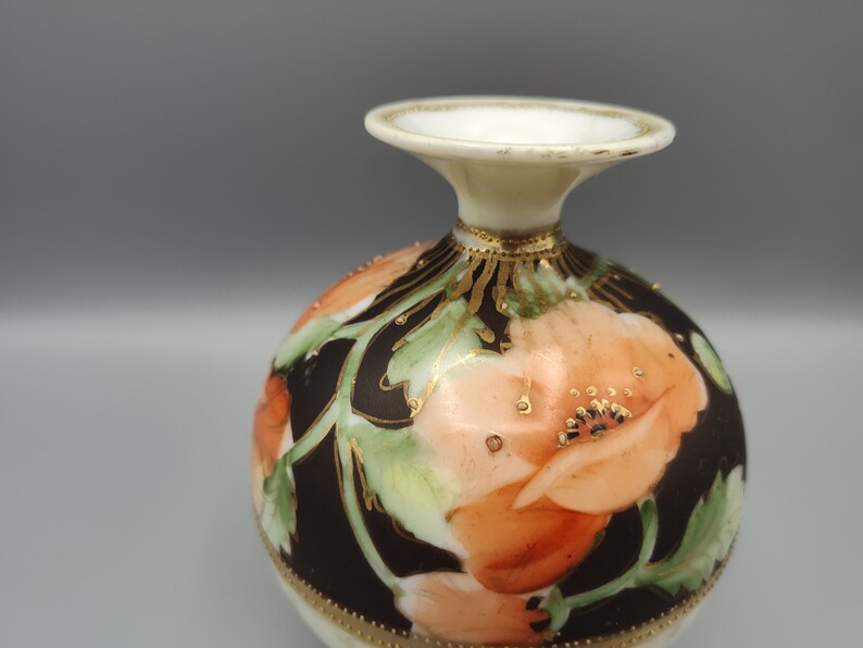 Nippon Morimura Poppy Vase Rescue Me Vintage SE With Gold - Etsy