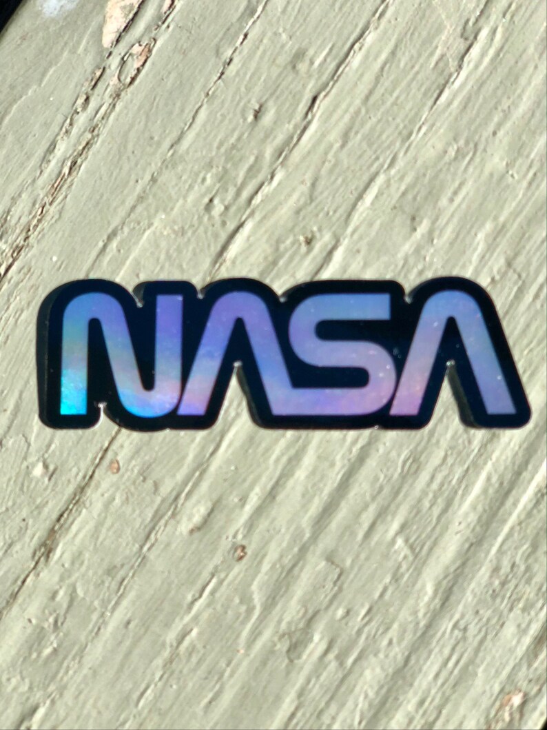 NASA Holographic Iridescent Sticker Decal Worm Logo Galaxy Metallic ...