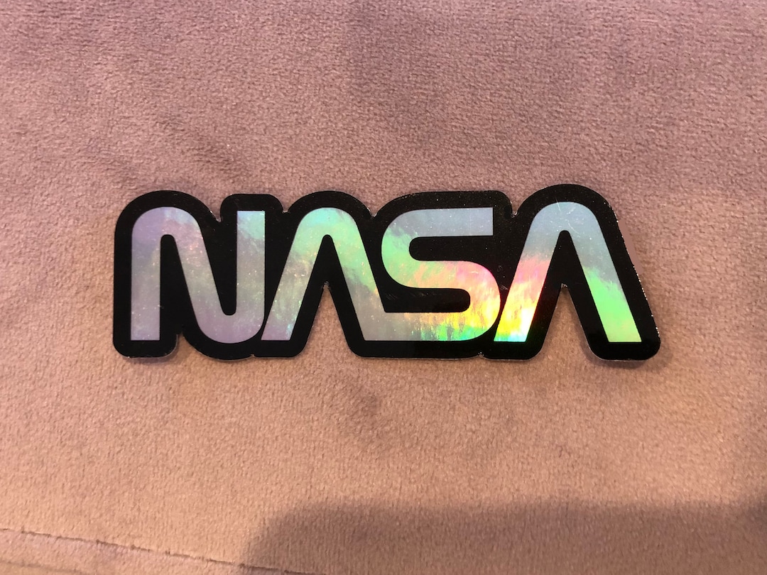 NASA Holographic Iridescent Sticker Decal Worm Logo Galaxy Metallic ...