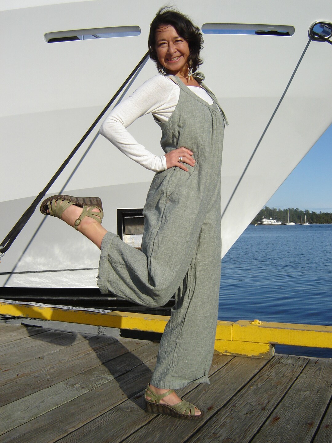 Overalls With Bow on the Shoulder Huge Pockets and Gathers - Etsy
