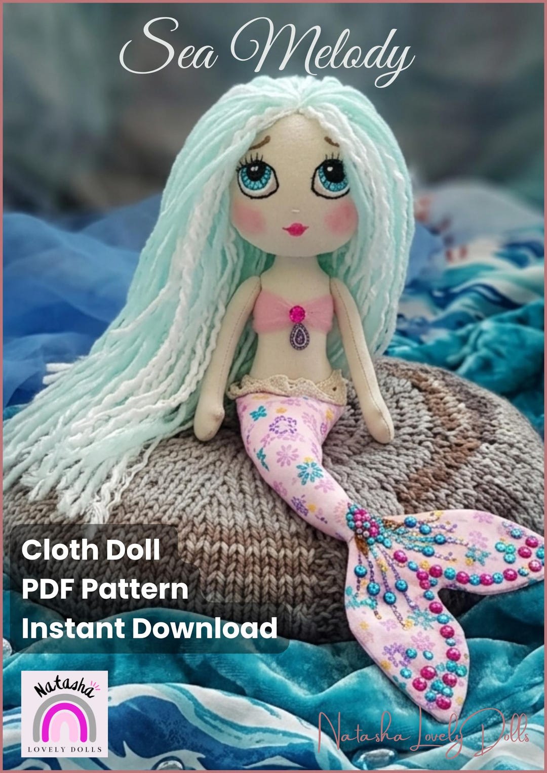 Mermaid Cloth Doll Sewing Pattern PDF – Sea Melody Doll Pattern, 18 ...