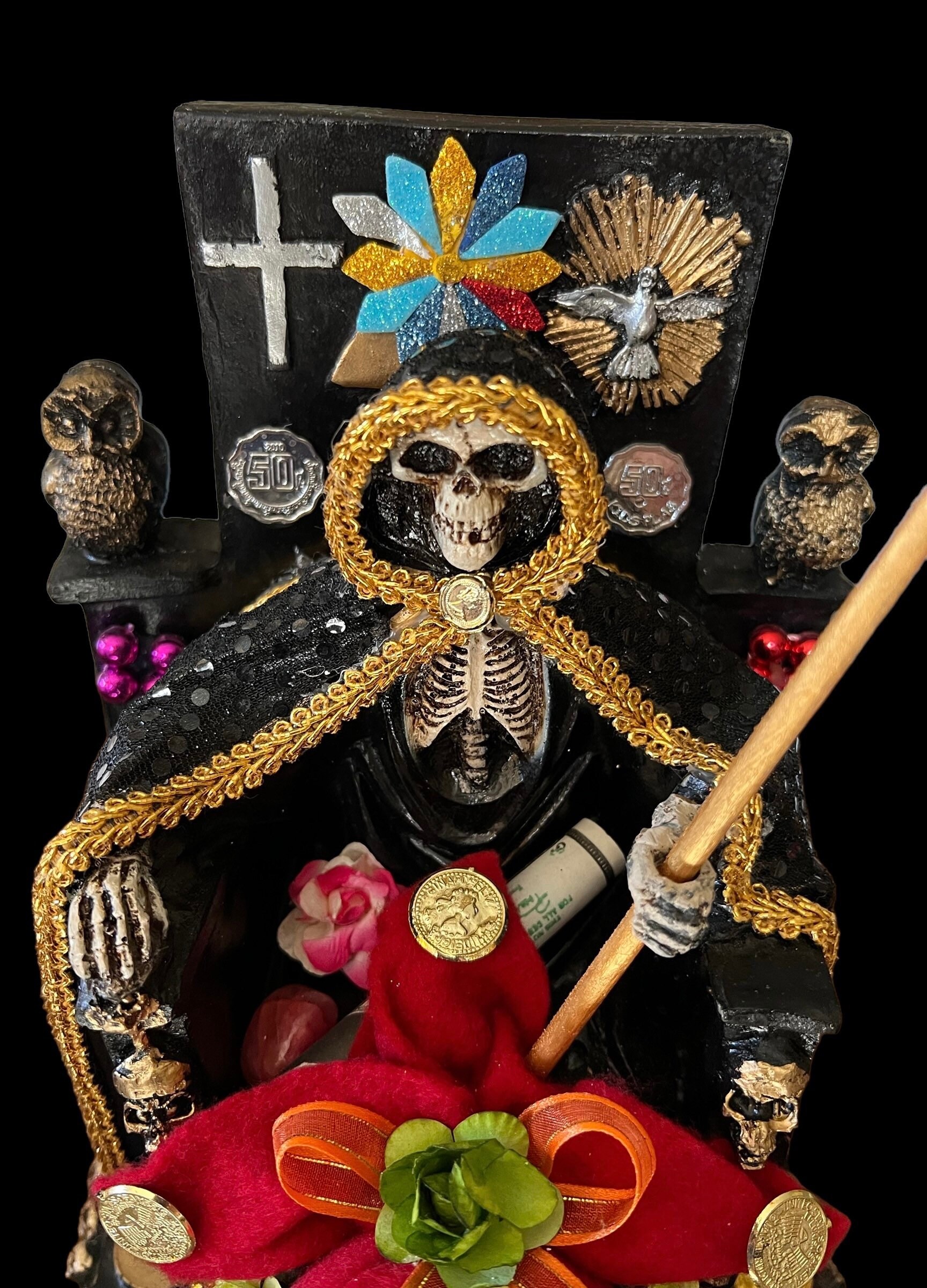 Santa Muerte Negra Seated Statue 24K Gold Baptized Fixed - Etsy