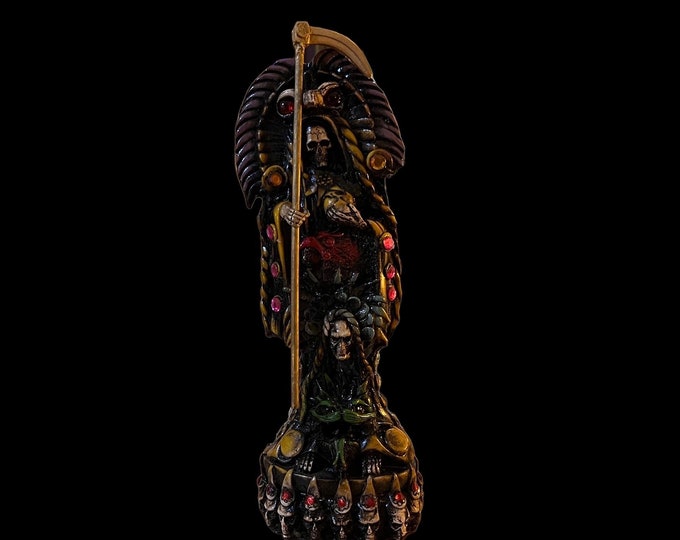 Santa Muerte Azteca Statue + 24K Gold Leaf + Baptized + Fixed + Made in ...