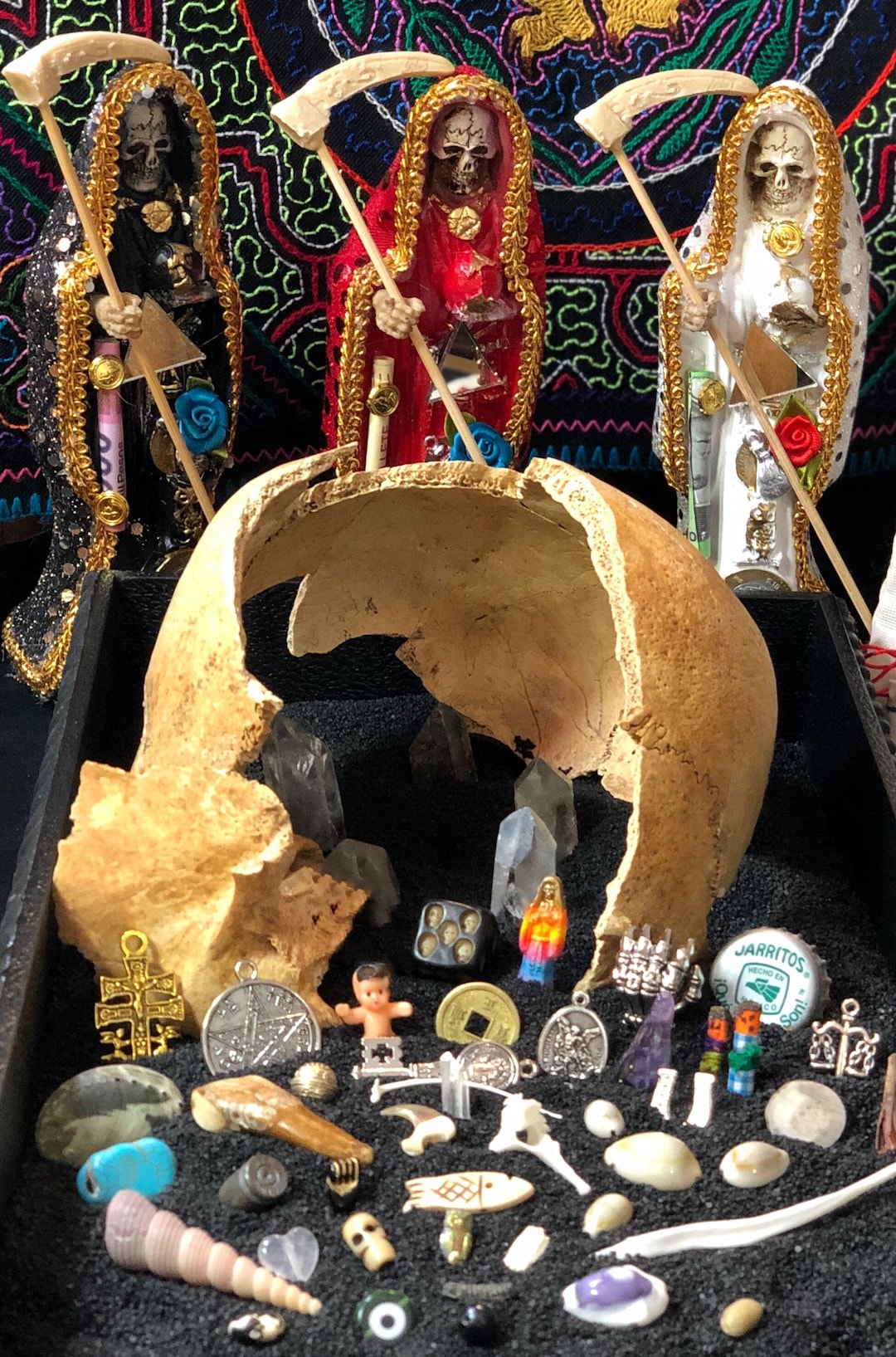 Santa Muerte Bone, Shell, and Trinket Divination Collection 55 Pieces ...