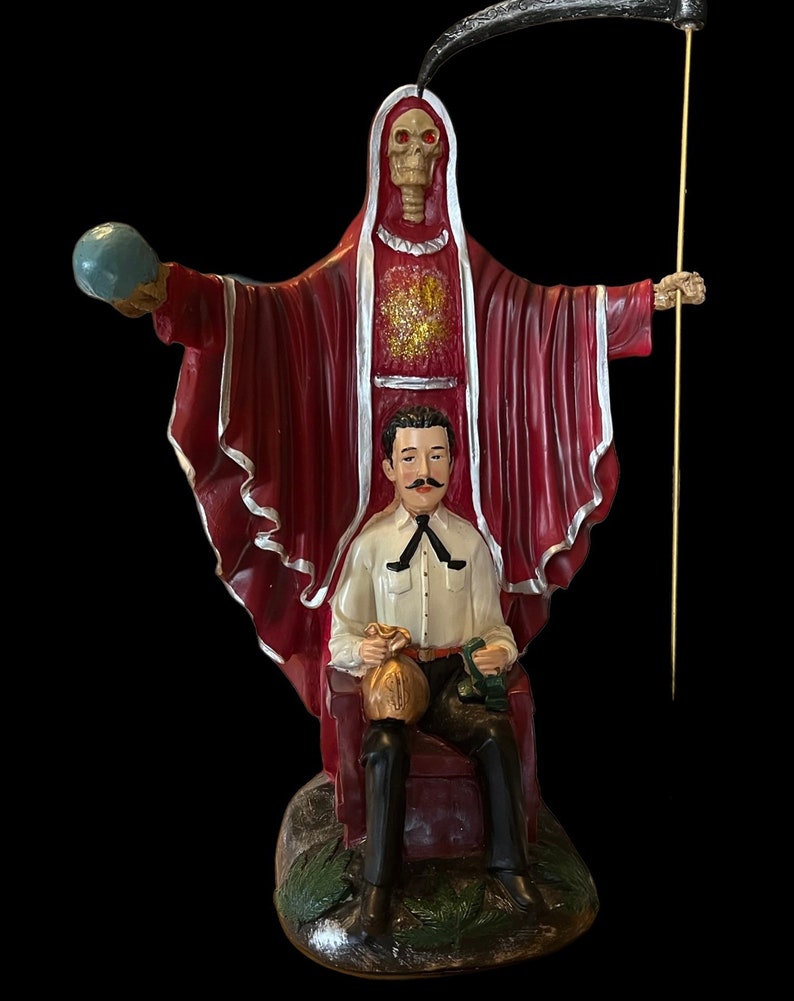 Santa Muerte & Jesus Malverde Statue + 24K Gold + Baptized + Sterling ...