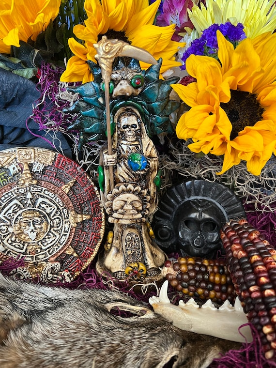 Santa Muerte Azteca Statue 24K Gold Baptized Fixed | Etsy