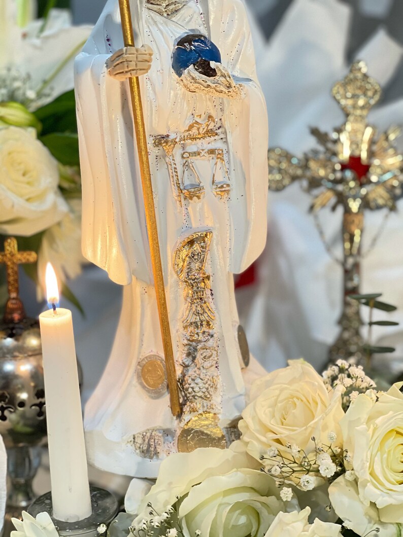 12” Santa Muerte Blanca Statue With Dress + Baptized + Fixed + Purity ...