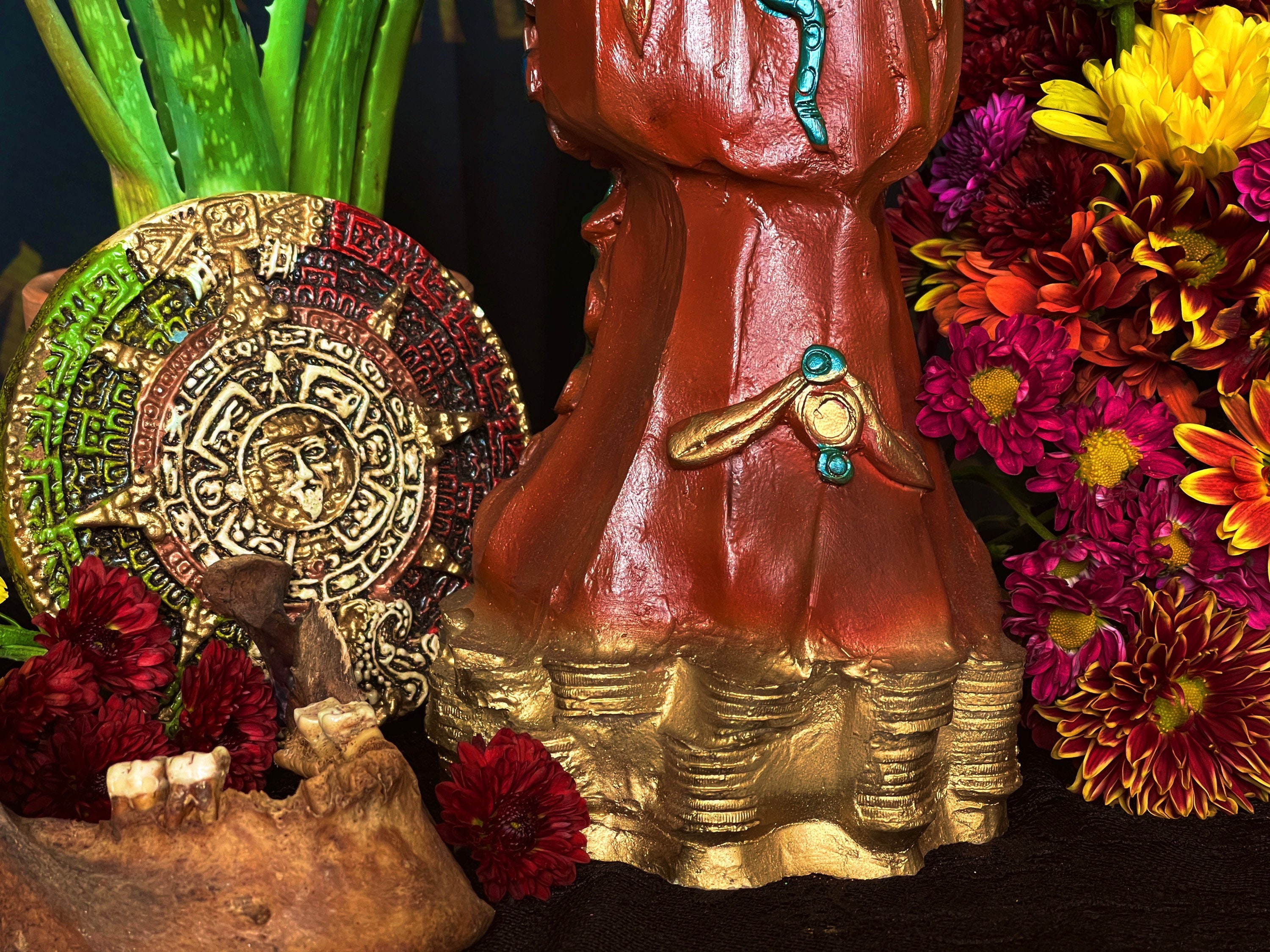 Santa Muerte Azteca Marron Statue 24K Gold Leaf Baptized - Etsy