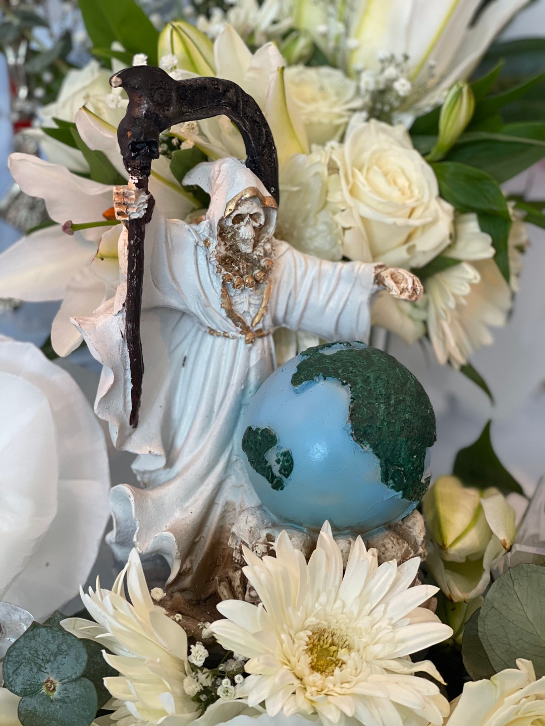 Santa Muerte Blanca Statue 9” + Baptized + Vencedora + Fixed + Made in ...