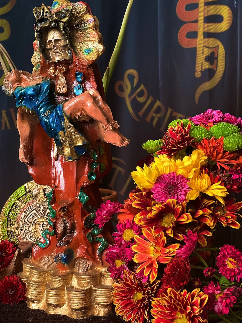 Santa Muerte Azteca Marron Statue + 24K Gold Leaf + Baptized + Fixed ...