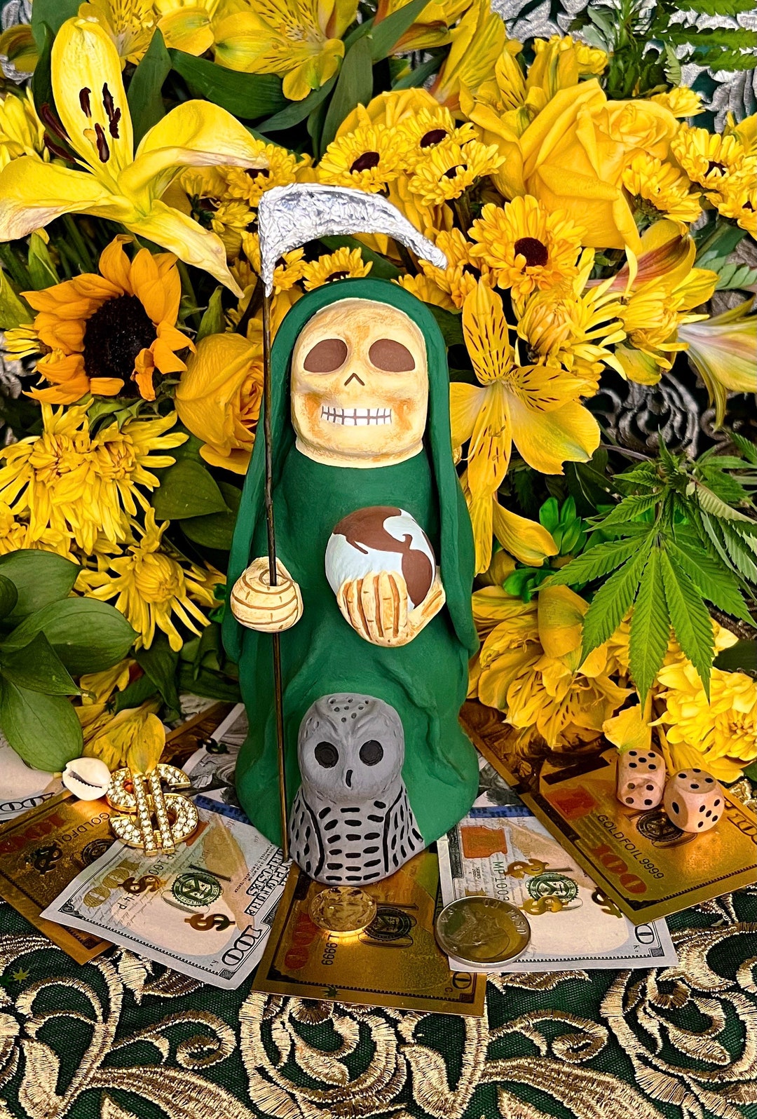 Santa Muerte Verde Statue Green Mictecacihuatl - Etsy