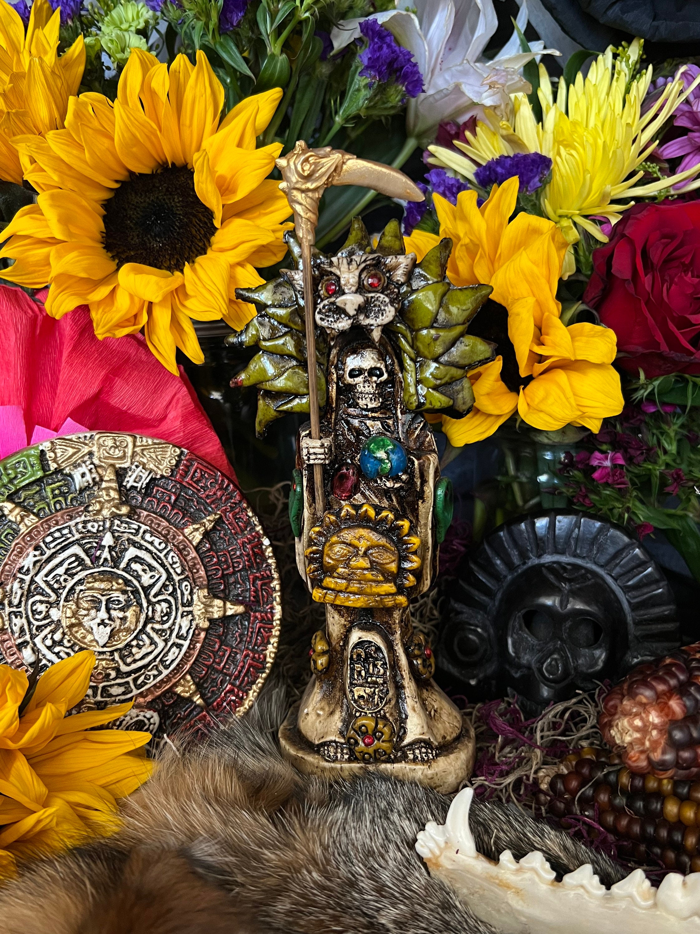 Santa Muerte Azteca Statue 24K Gold Baptized Fixed - Etsy