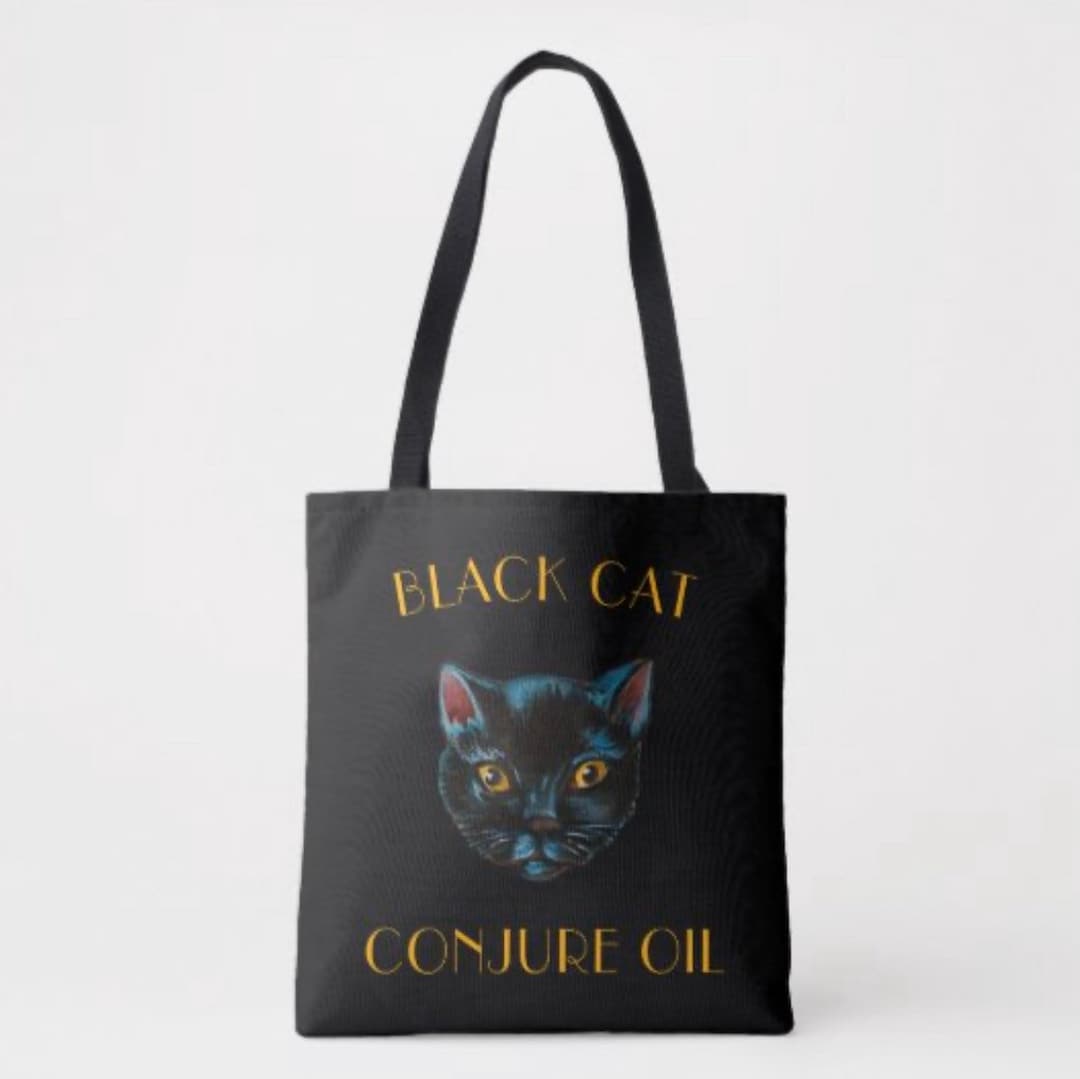 Black Cat Conjure Oil Tote Bag - Etsy
