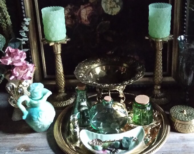 Vintage Golden Green Rose Altar Kit / Cottage Witch / Love Witch Shrine ...