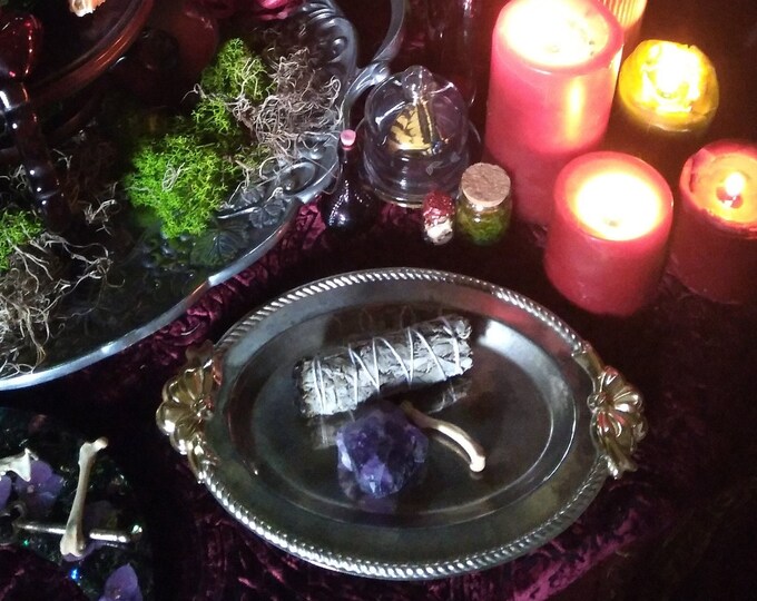 Vintage Silver Ritual Altar Dish / Bow Handle Offering Dish / Altar ...