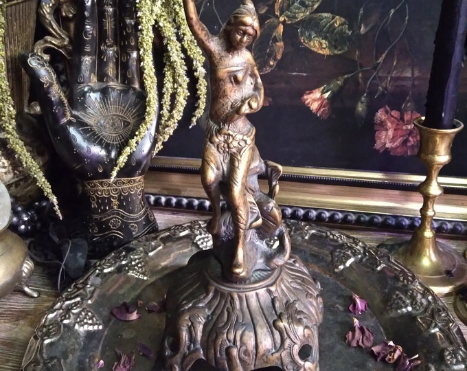 Vintage Art Nouveau Style Nymph Statue / Baroque Gold Bronze Goddess ...