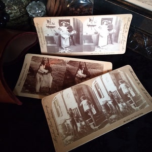 3 Humorous Antique Stereoscope Photo Cards / Funny Couples in - Etsy