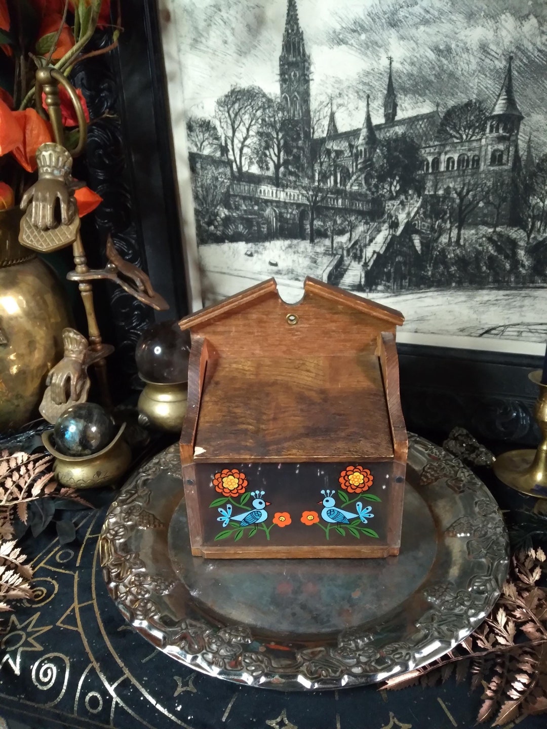 Vintage Rustic Wooden Box / Gothic Spell & Recipe Box / Primitive Box ...