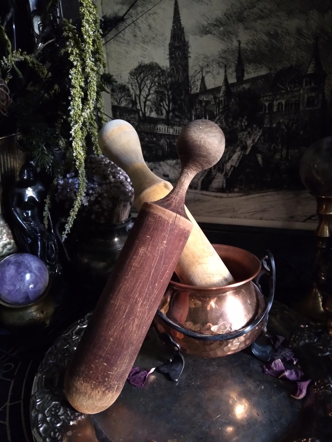 2 Vintage Wooden Mashers / Primitive Wood Pestle Masher / Antique Wood Kitchen Tool / Rustic ...