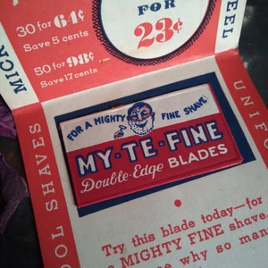 Vintage Fred Meyer's Razor Blade Promotion / My-te-fine Double Edge ...