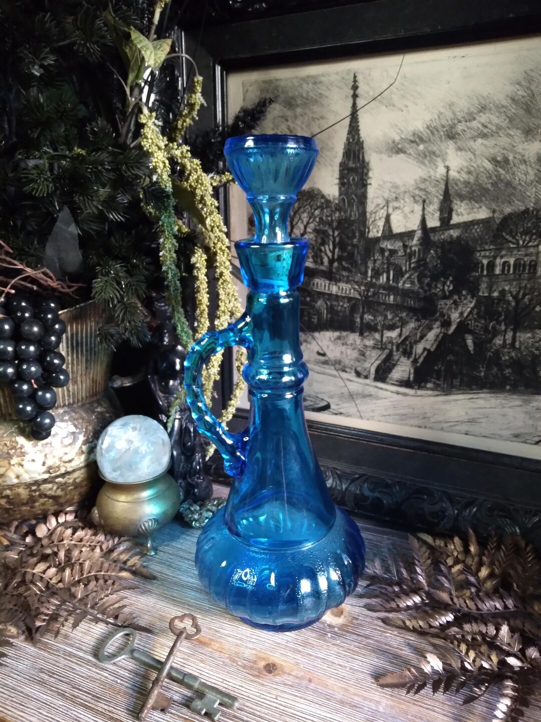Vintage Blue Genie Bottle Decanter / 1960s Jim Beam "i Dream of Jeannie ...