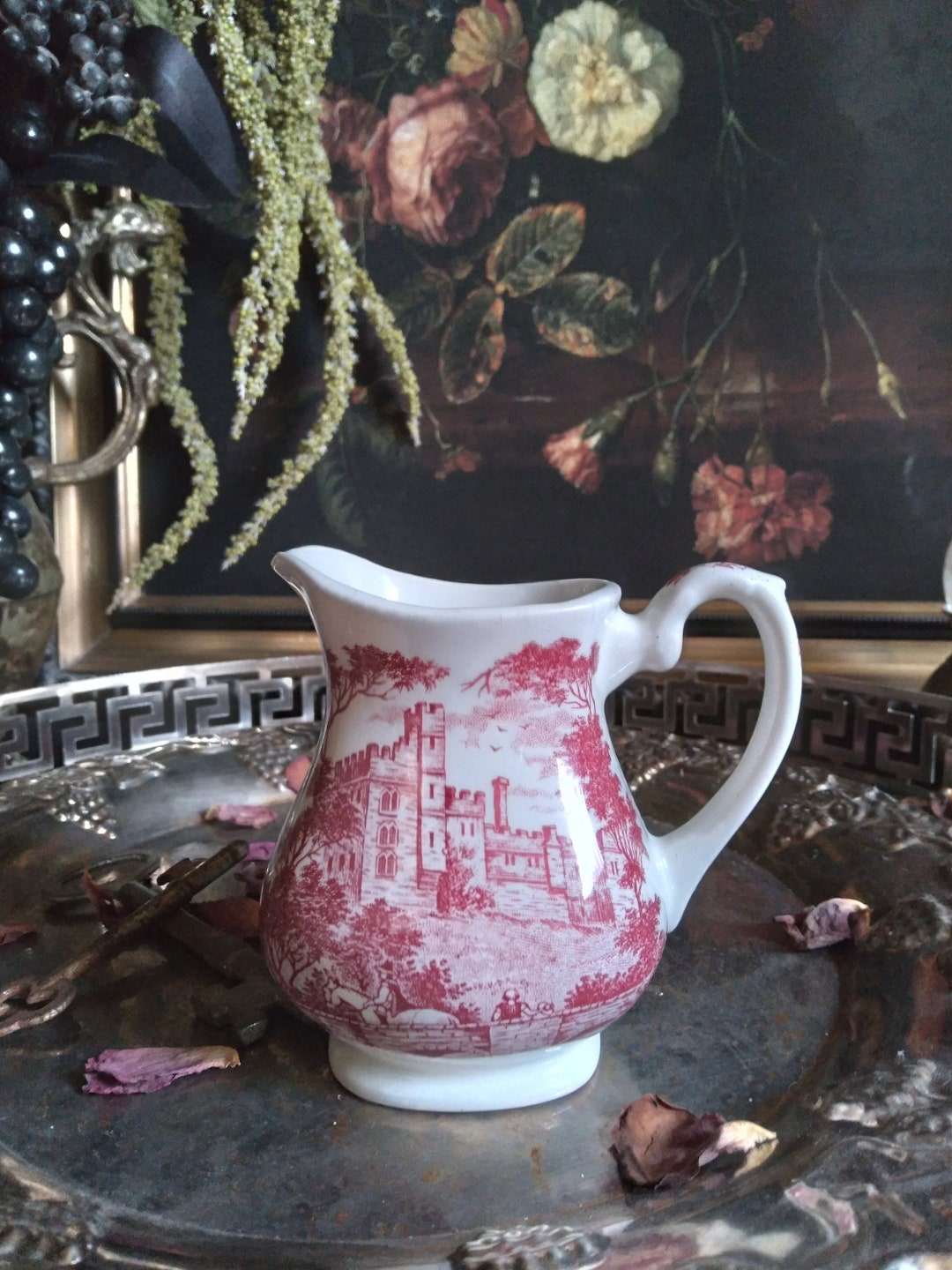 Vintage Red Medieval Castle Pagan Life Ceramic Altar Pitcher ...