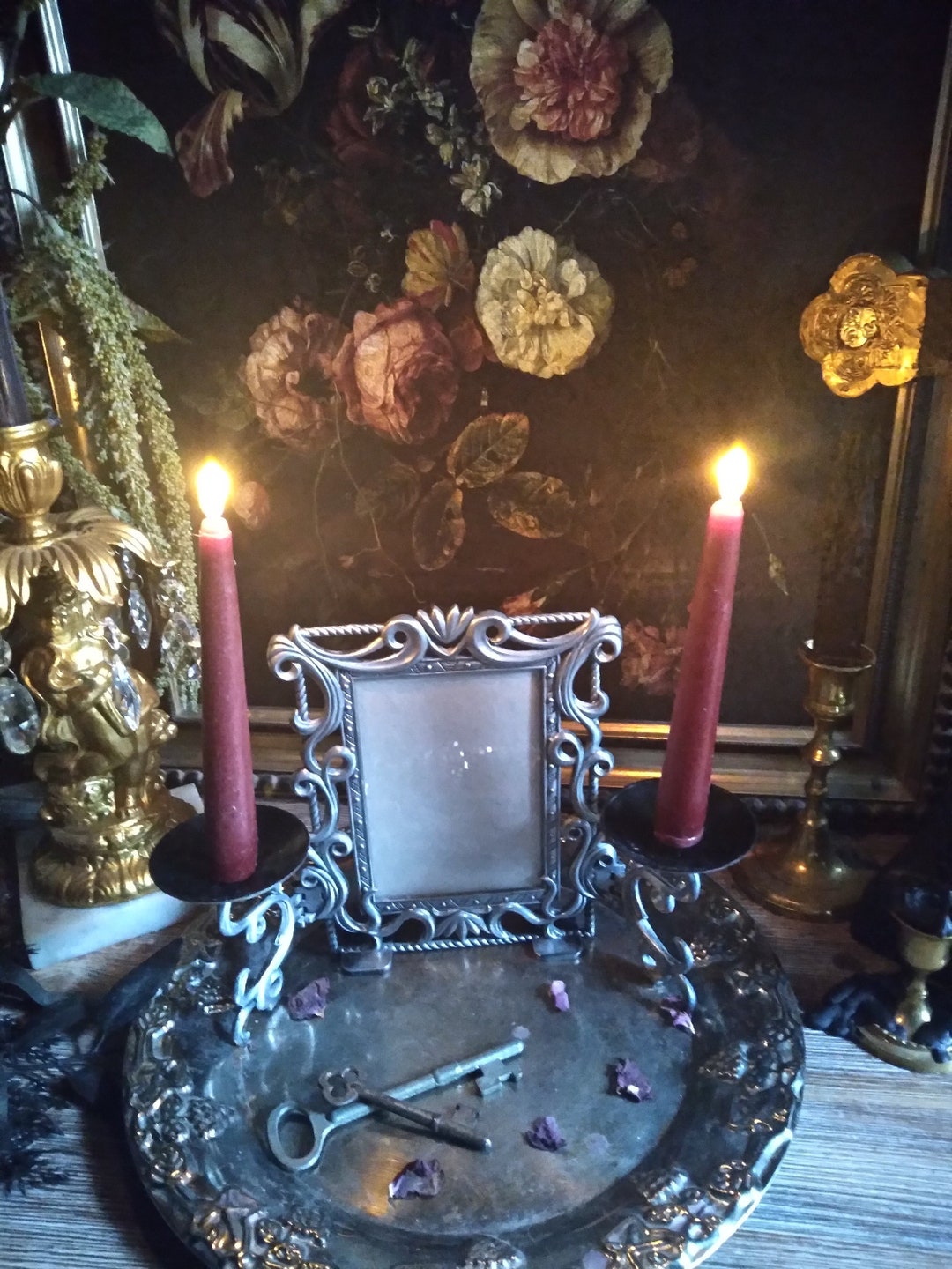 Vintage Baroque Frame Candle Holder / Vintage Silver Picture Frame 2 ...