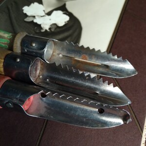 3 Antique Wood Handle Potato Peeler & Corer Tool / Primitive Chippy ...