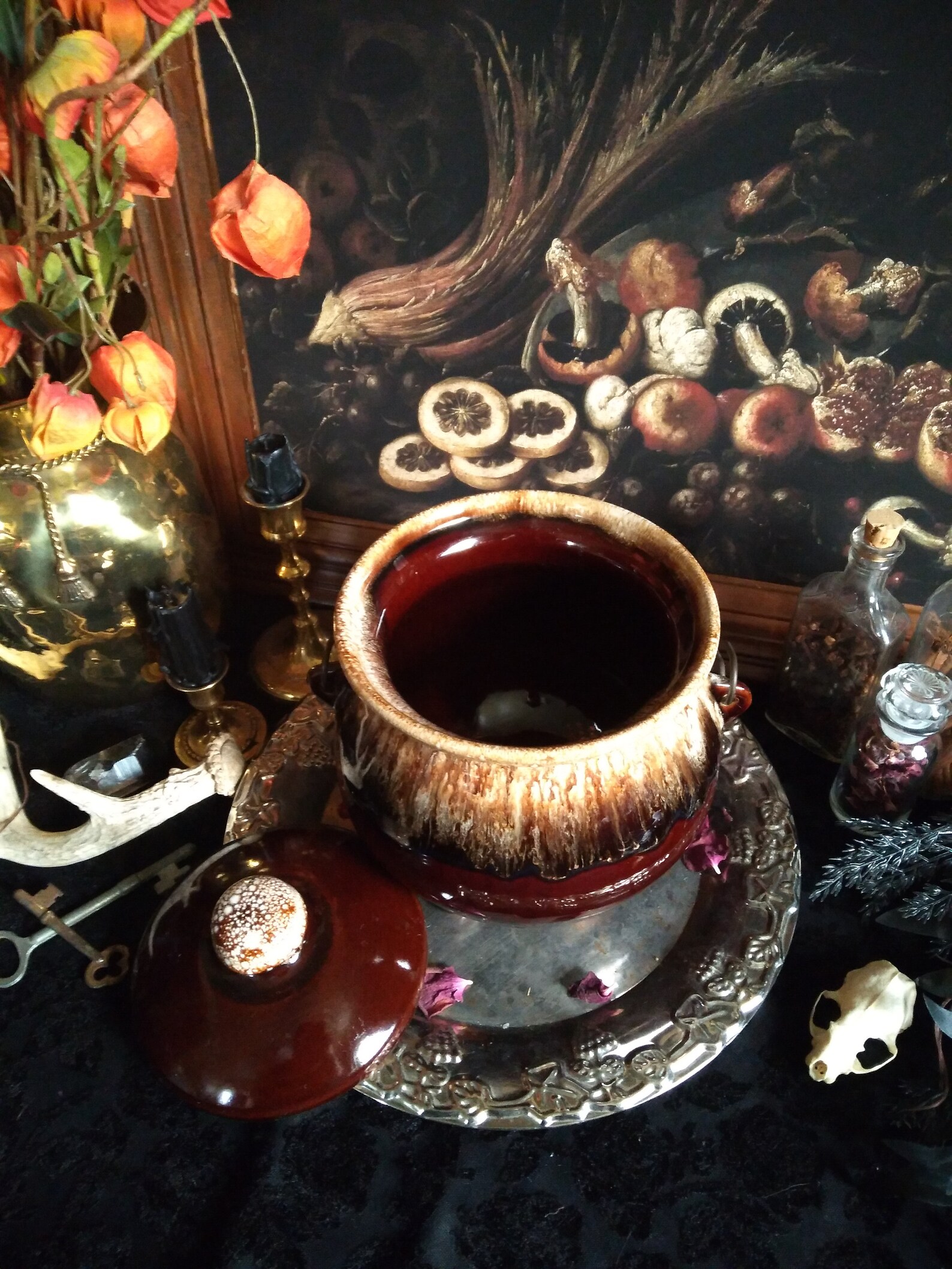 Large Vintage Witch Cauldron / Footed Ceramic Lidded Cauldron - Etsy