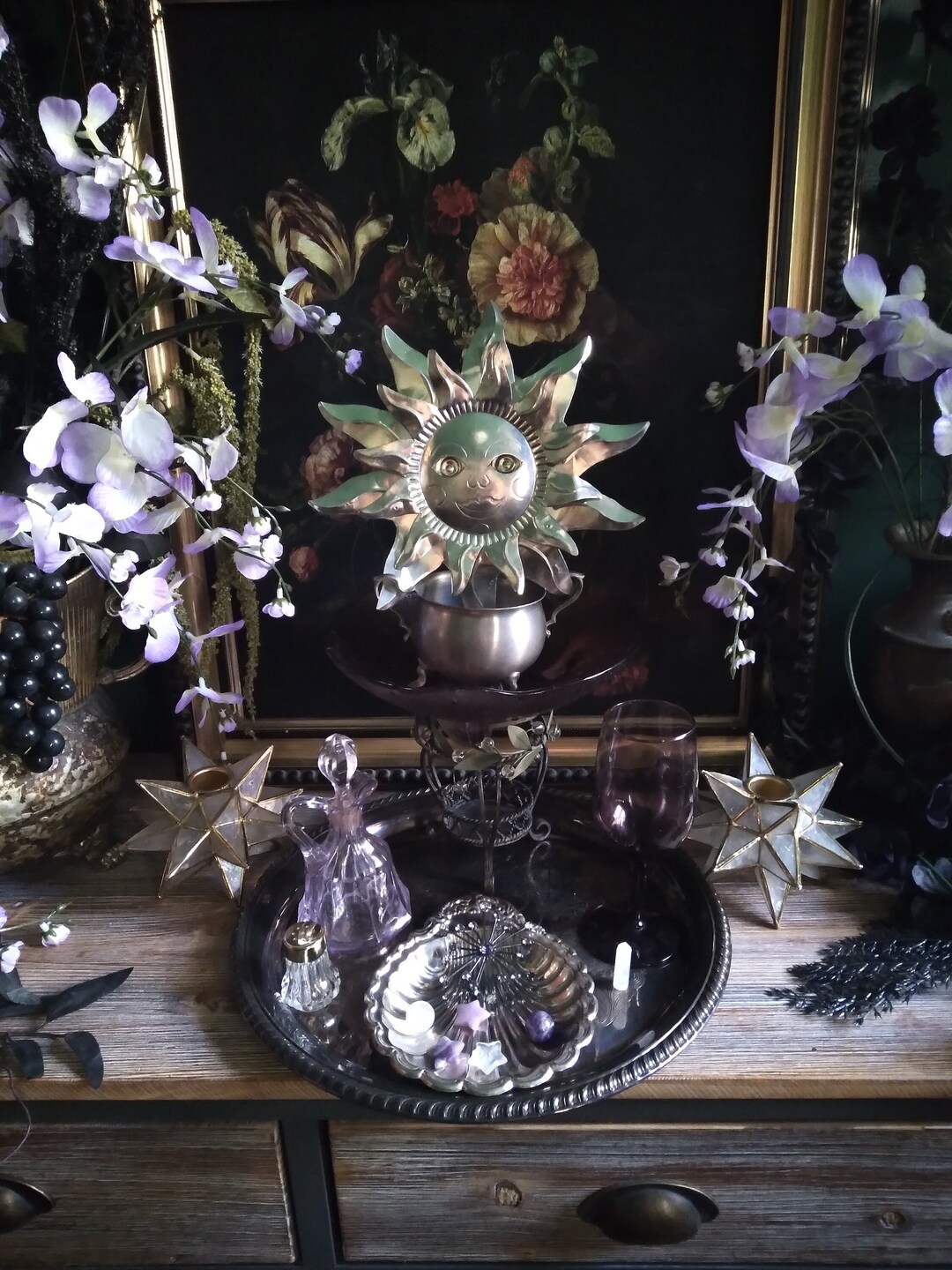 Vintage Celestial Witch Altar Kit / Dark Lunar Crystal Star Witch ...