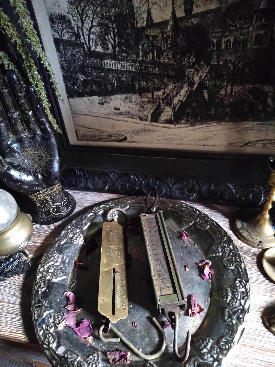 2 Antique Spring Balance Hanging Scale / Vintage Brass Scale ...