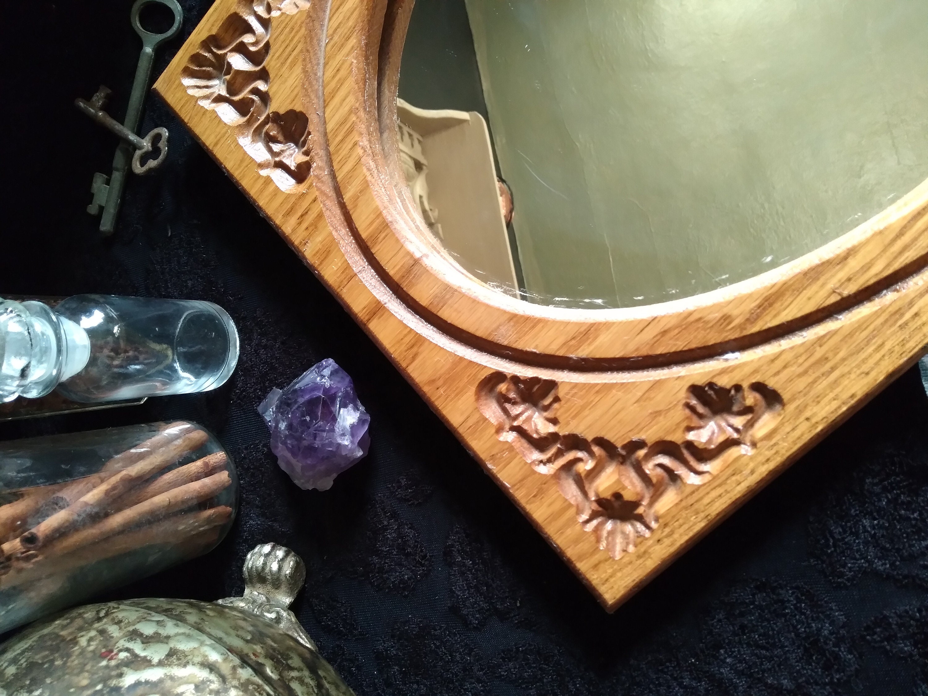 Beautiful Vintage Carved Wooden Mirror / Scrying & Divination - Etsy