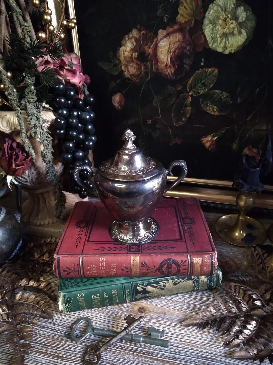 Vintage Silver Pedestal Witch Cauldron / Shiny Silver Cauldron / Double ...