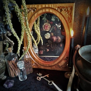 Beautiful Vintage Carved Wooden Mirror / Scrying & Divination Mirror ...