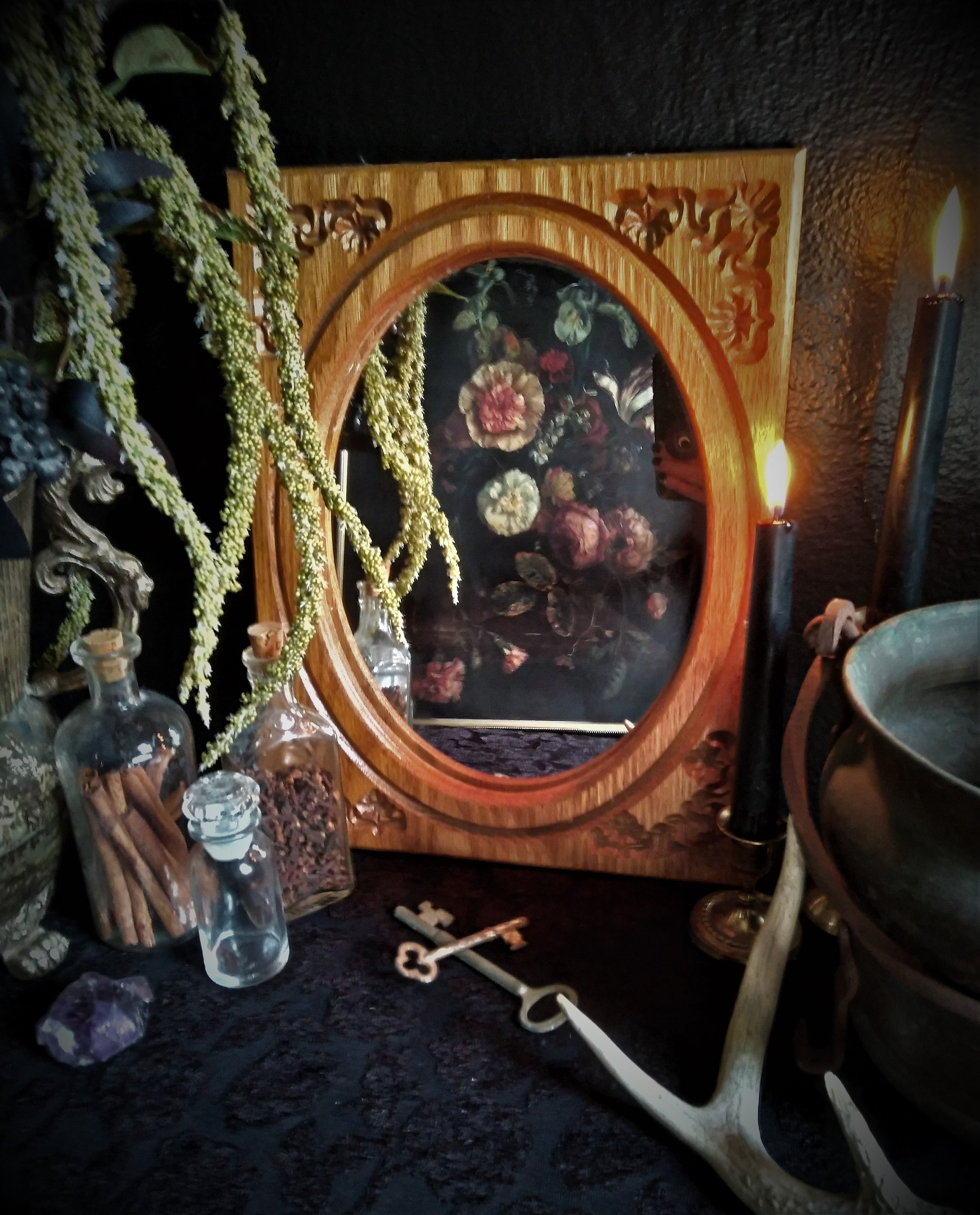 Beautiful Vintage Carved Wooden Mirror / Scrying & Divination - Etsy