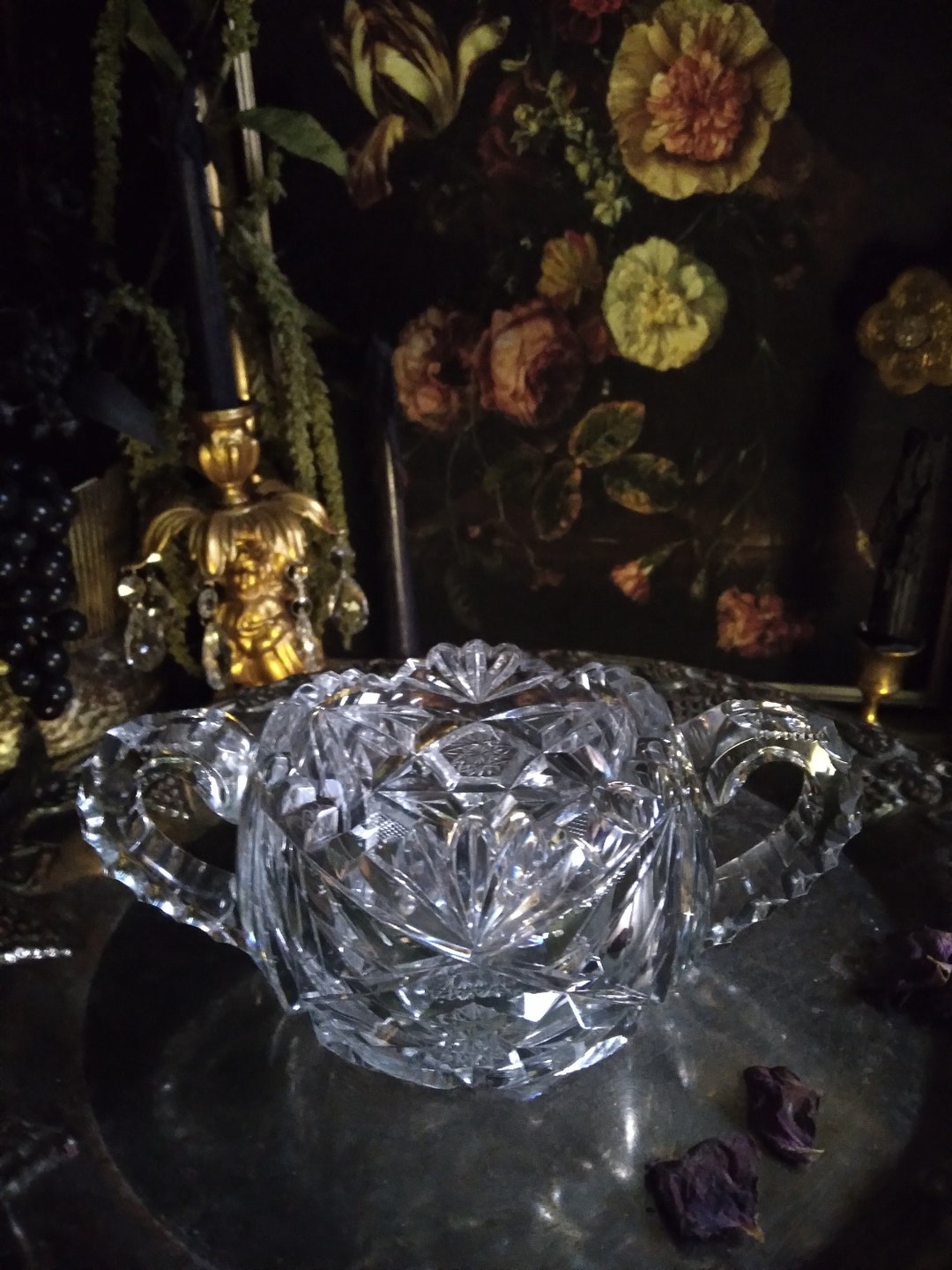 Vintage Cut Glass Cauldron / Sacred Star Art Nouveau Double - Etsy
