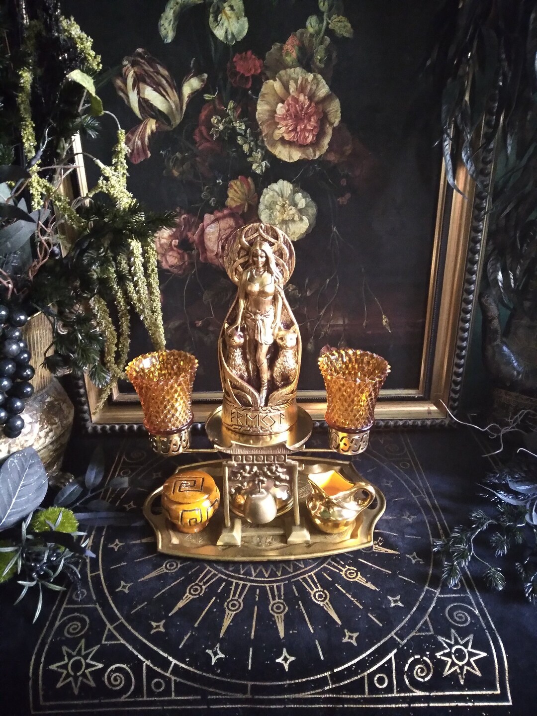 Freya Altar / Vintage Witch Altar Kit / Golden Goddess / Norse Goddess ...