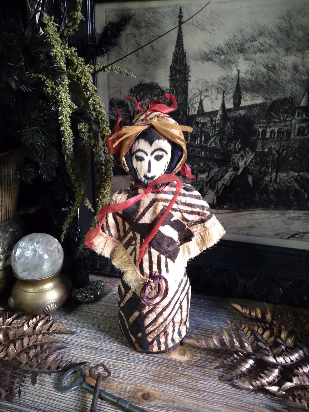 Vintage Primitive Witch Doll / Vintage Corn Dolly Poppet / Hand Made ...