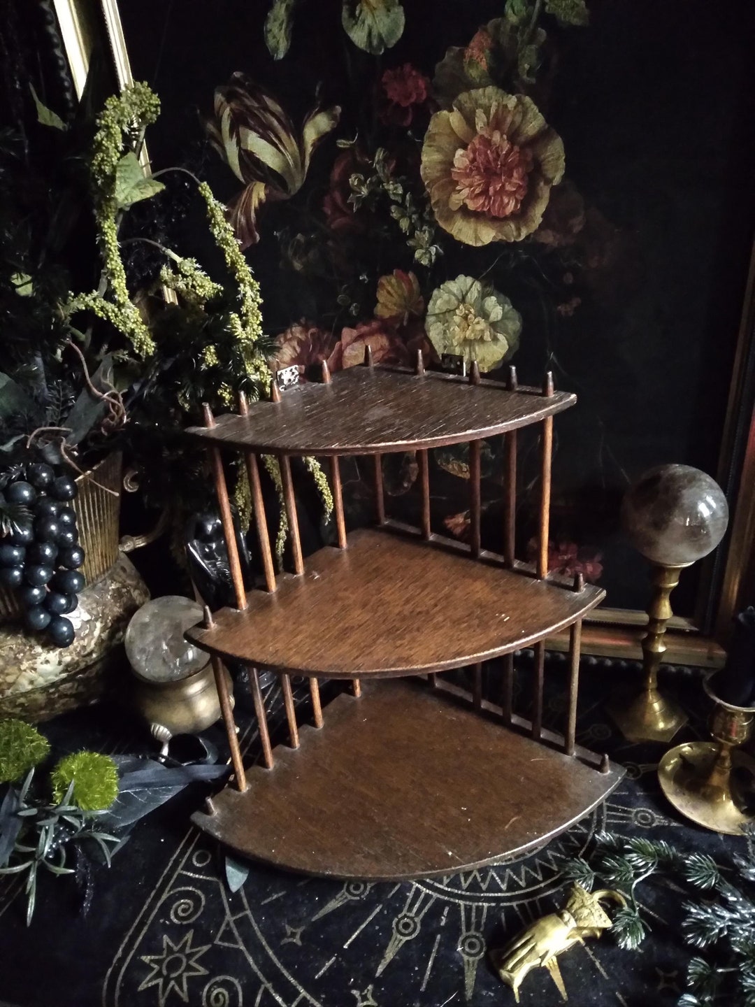 Vintage Apothecary Shelf / Corner Shelf 3 Tier Wood Shelf /herb Storage ...