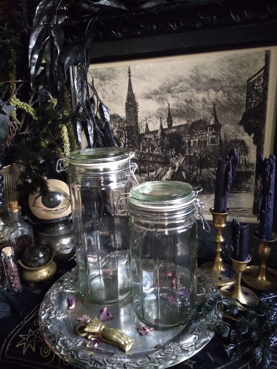 Vintage Green Tinted Glass Canisters With Wire Bale Closures (set of 2 ...